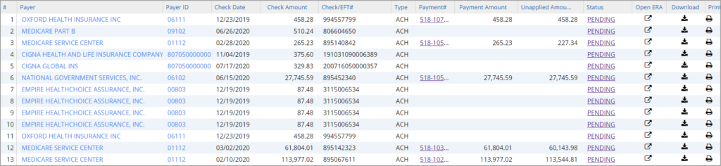 ERA Listing Screen – PracticeSuite – Help