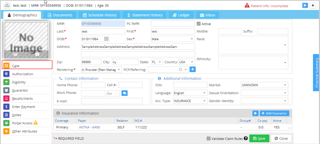 Case – PracticeSuite – Help