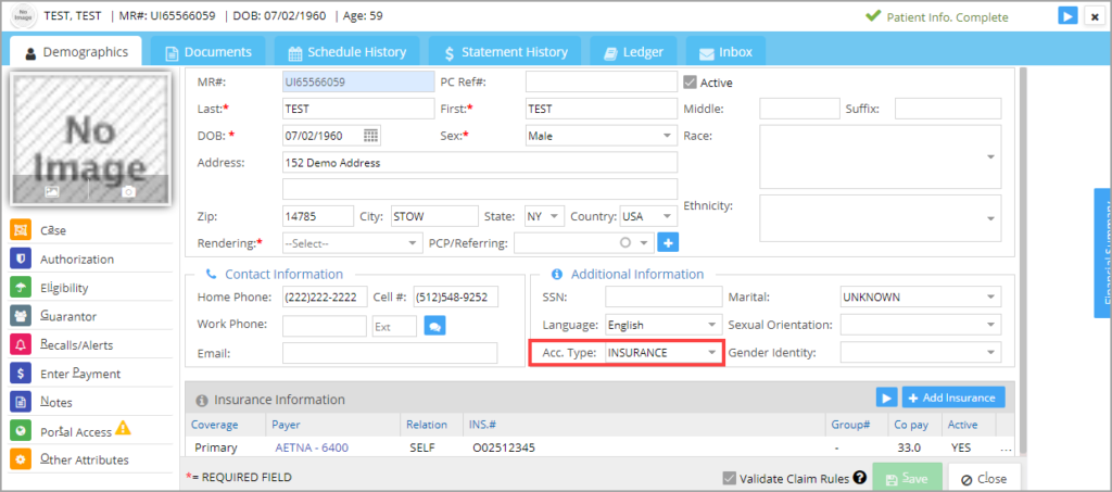 Patient Account Type – PracticeSuite – Help