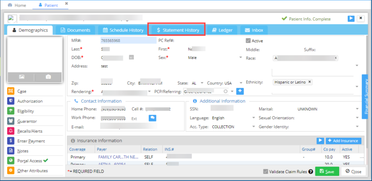 Statement History – PracticeSuite – Help