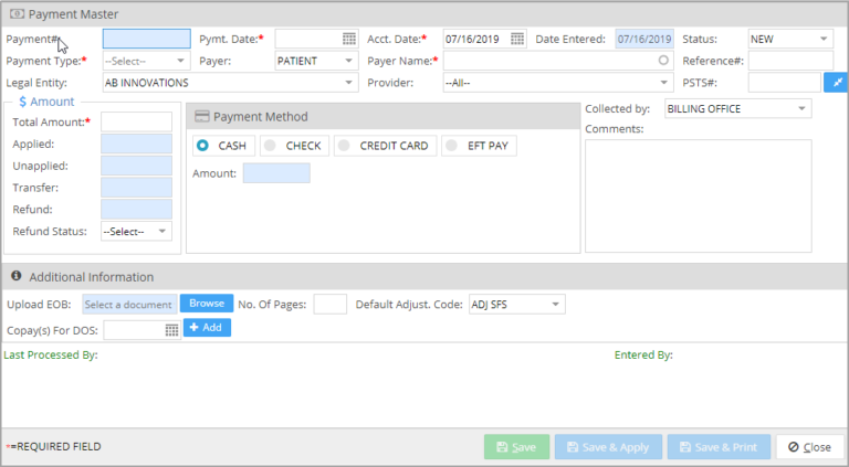 Payment entry – PracticeSuite – Help