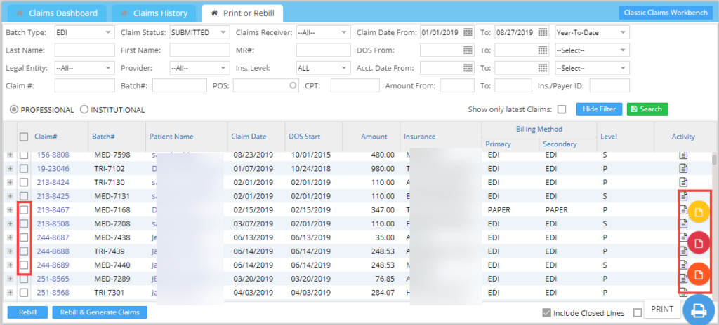 Print Electronic Claims to Paper – PracticeSuite – Help