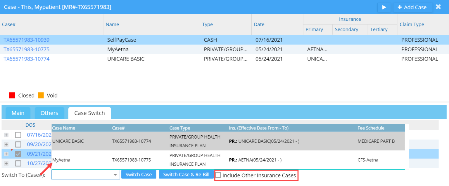 Case Switch – PracticeSuite – Help