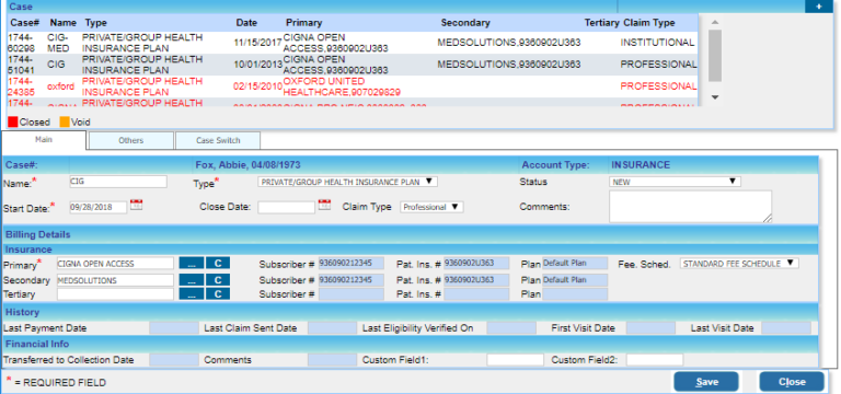 case-window – PracticeSuite – Help