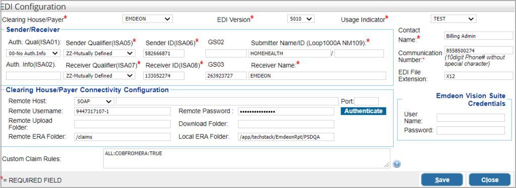 Setup Claims Receiver (Clearinghouse) – PracticeSuite – Help