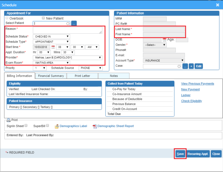schedule-screen – PracticeSuite – Help
