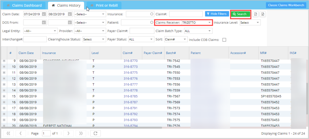 Claim History | PracticeSuite - Help