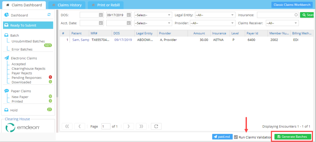 Claims Validation – PracticeSuite – Help