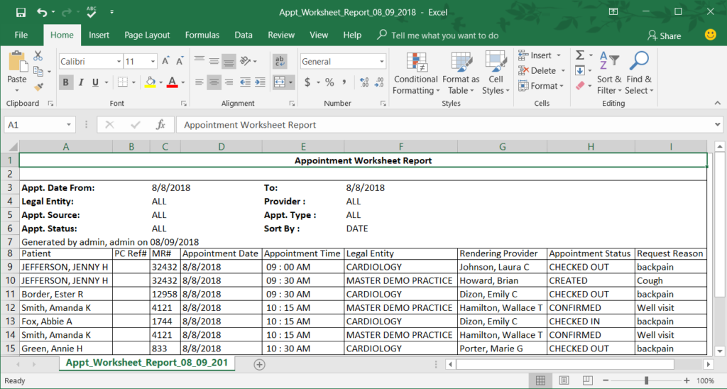 A2 Excel 1.2 | PracticeSuite - Help