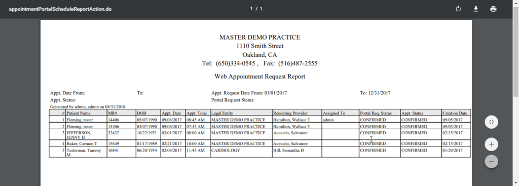 A8 PDF Report | PracticeSuite - Help