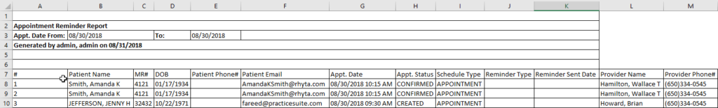 A9 Excel Report – PracticeSuite – Help