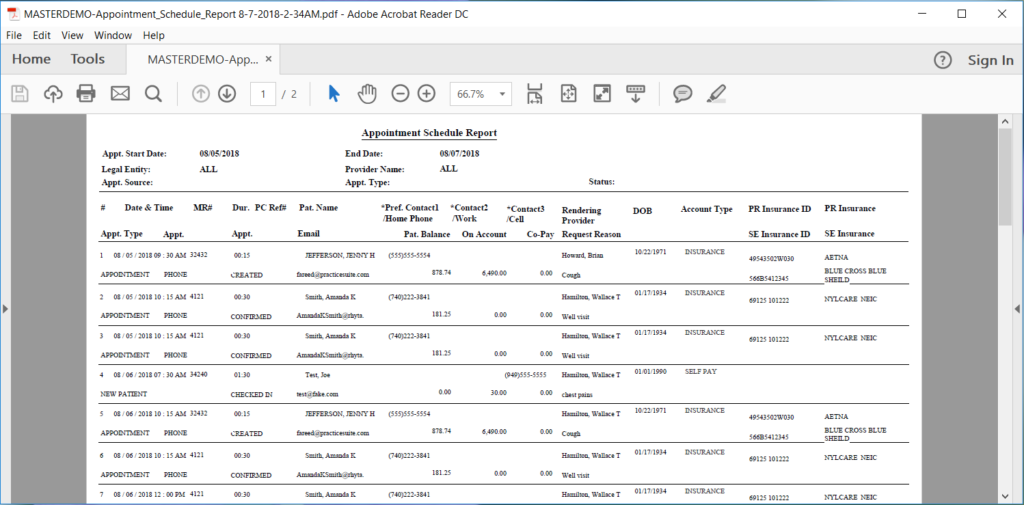 PDF Report – PracticeSuite – Help