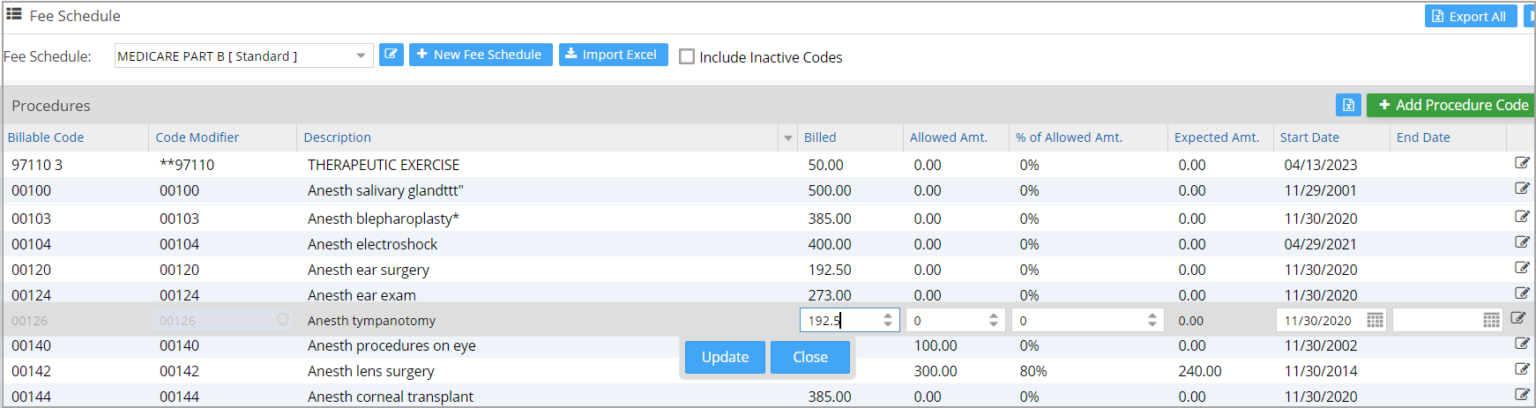 editprocCode – PracticeSuite – Help