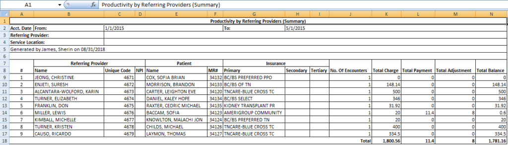 sample excel – PracticeSuite – Help