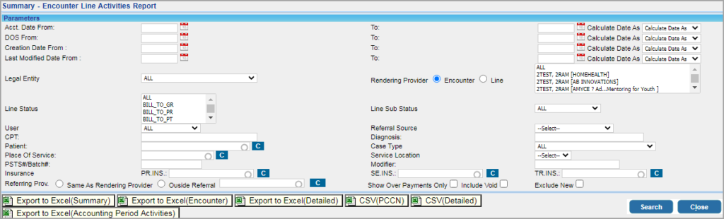I8. Summary – Encounter Line Activities Report | PracticeSuite - Help