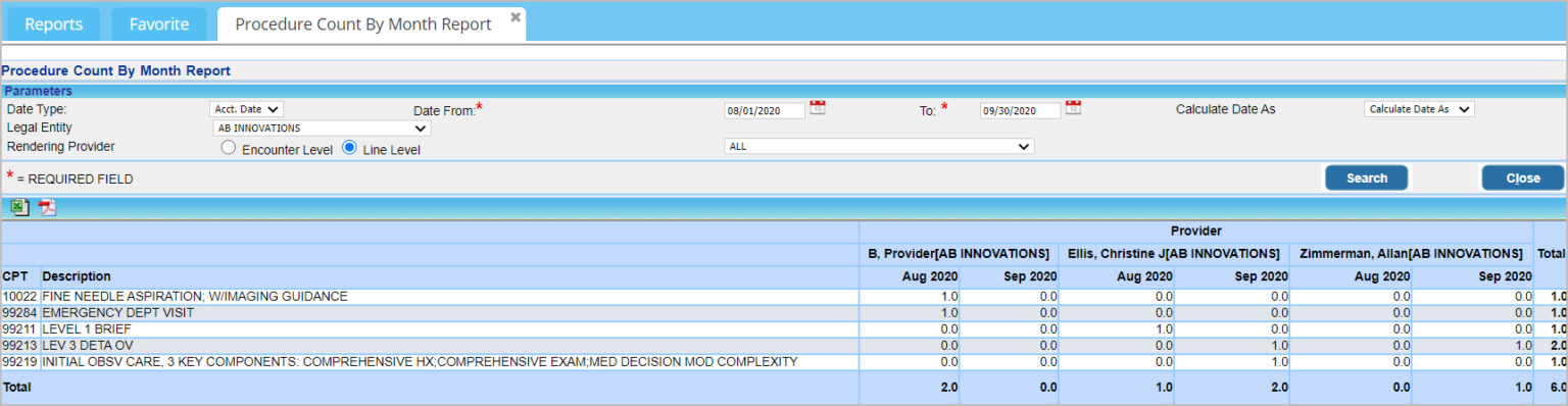 J17. Procedure Count By Month Report – PracticeSuite – Help
