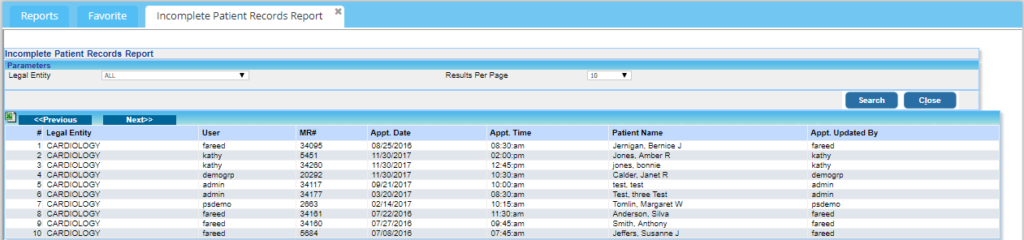 K2. Incomplete Patient Records Report – PracticeSuite – Help