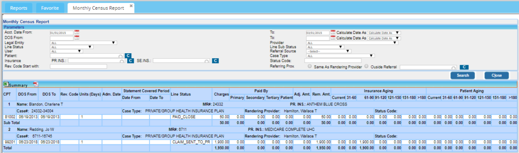 I15. Monthly Census Report | PracticeSuite - Help