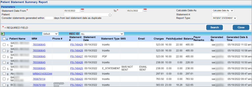 C3. Patient Statement Summary Report | PracticeSuite - Help