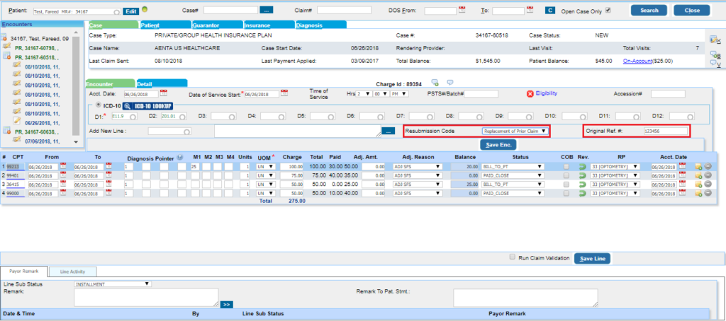 How do I send an electronic corrected claim to major commercial ...