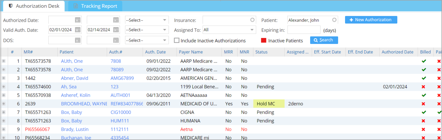 Authorization Desk – PracticeSuite – Help