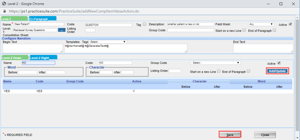 ORM RedressalQuestionCreate1.1 – PracticeSuite – Help