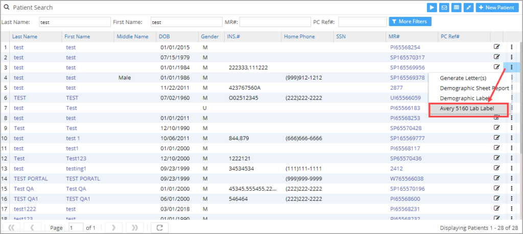 Generate Patient Labels – PracticeSuite – Help