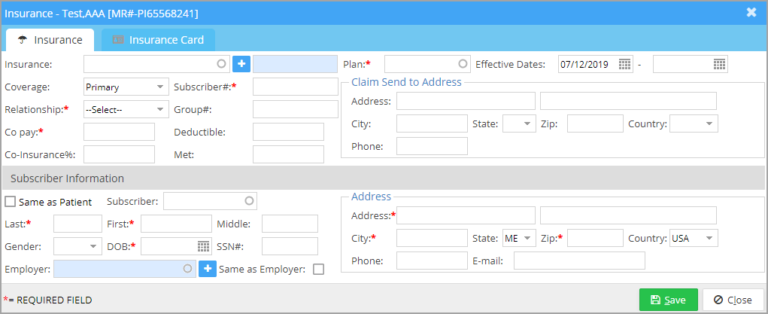 Insurance – PracticeSuite – Help