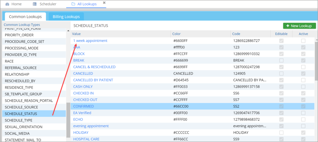 Personalize Schedule Status – PracticeSuite – Help