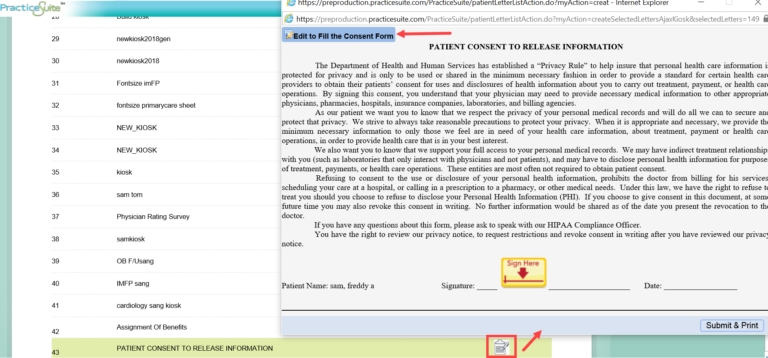 ConsentFormsKiosk | PracticeSuite - Help