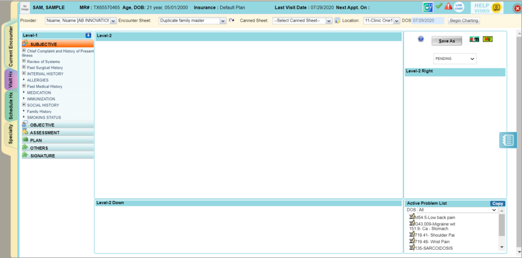 EMRScreen1.1 – PracticeSuite – Help