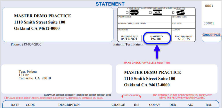 Locate Statement# for Bill Payment – PracticeSuite – Help