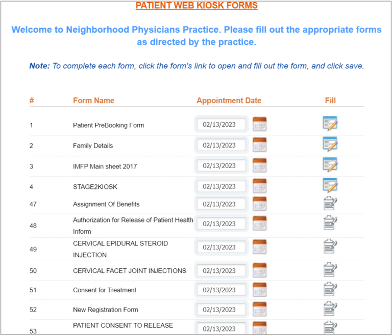 Kiosk Forms – PracticeSuite – Help