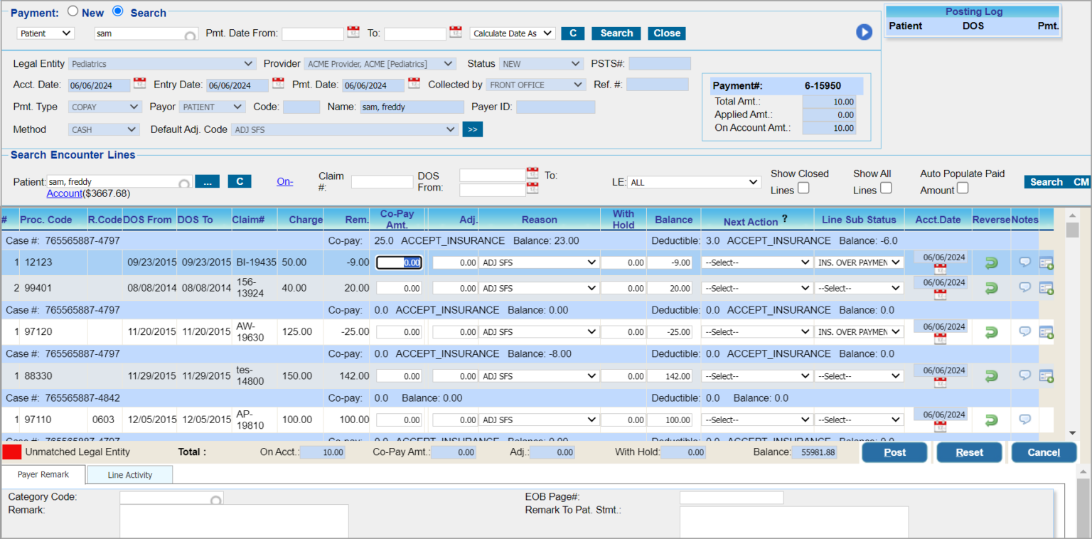 Manual Posting Screen – PracticeSuite – Help