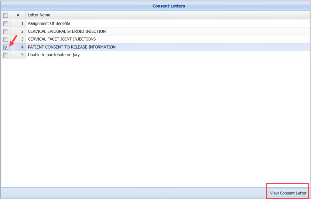 selectConsentForm – PracticeSuite – Help