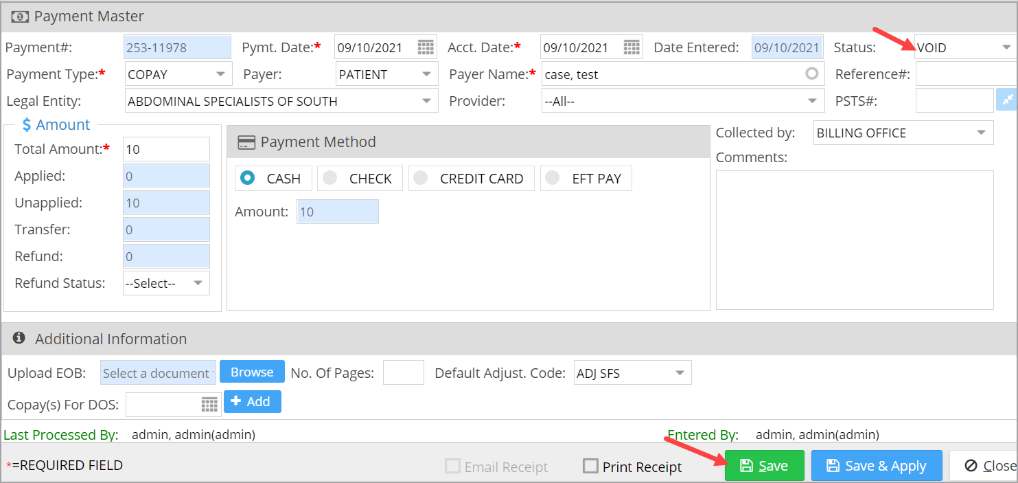 Void Payments PracticeSuite Help Void Payments PracticeSuite Help
