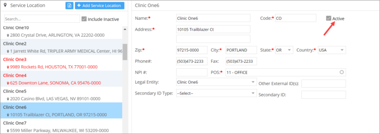 Service Location Master – PracticeSuite – Help