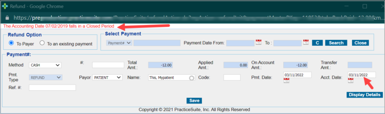 Refund Payment – PracticeSuite – Help