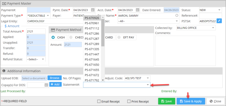 Payment Entry | PracticeSuite - Help
