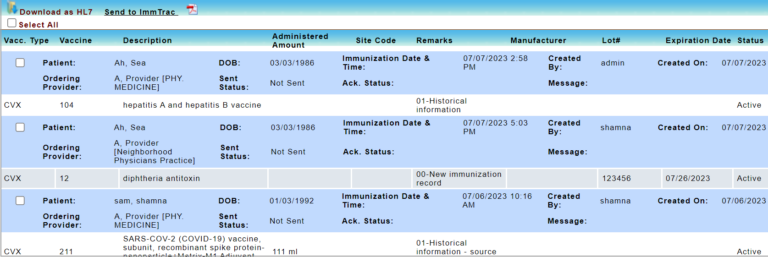 Immunization Report – PracticeSuite – Help