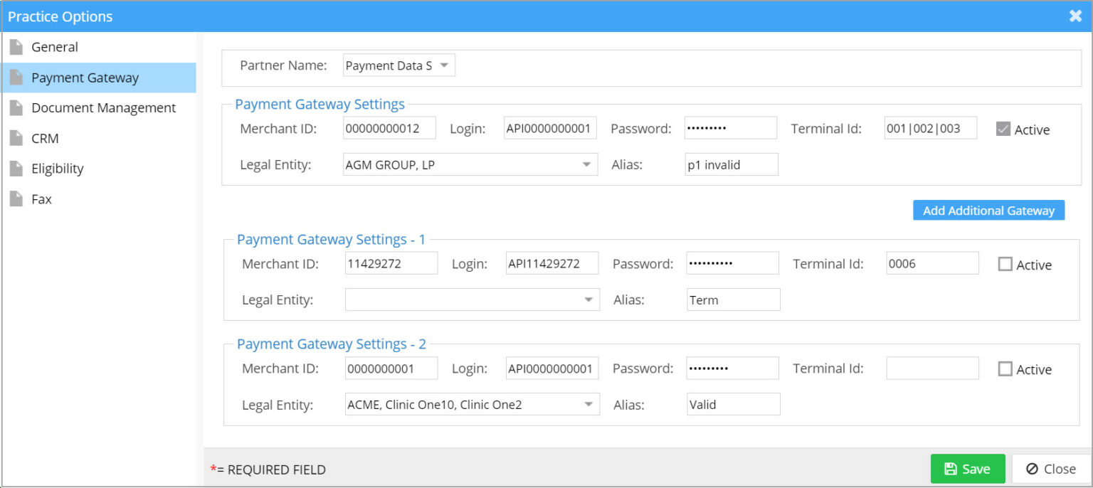 Practice Options – Payment Gateway – PracticeSuite – Help
