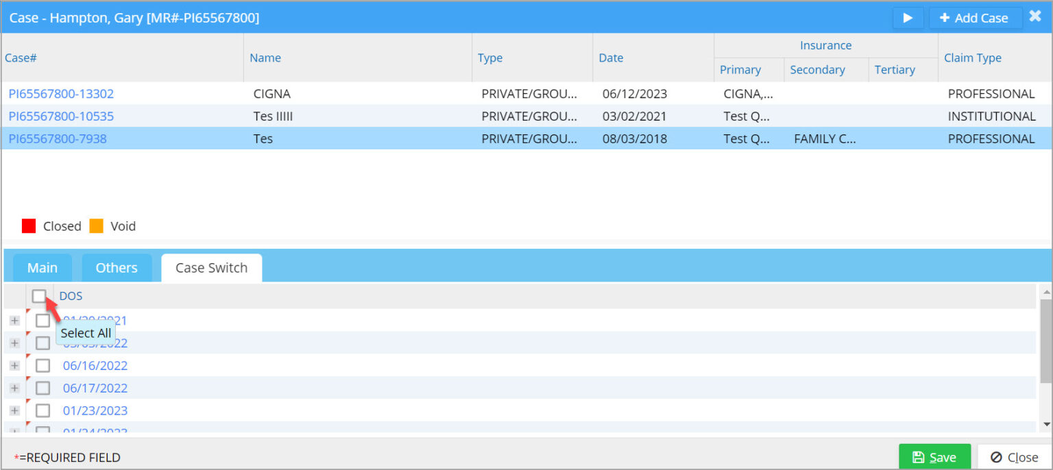 Case Switch – PracticeSuite – Help